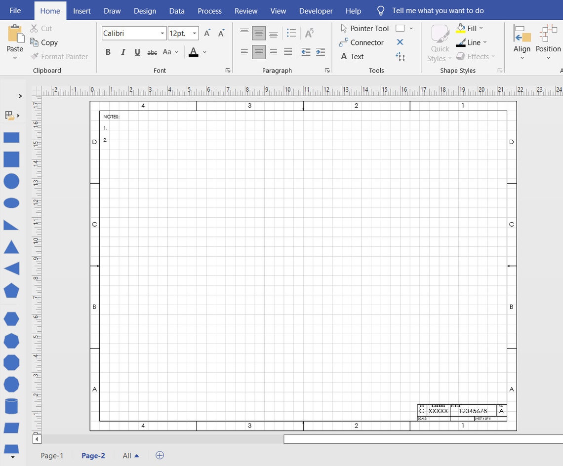 Visio Format Engineering Drawing, Schematic or Blueprint Template ...