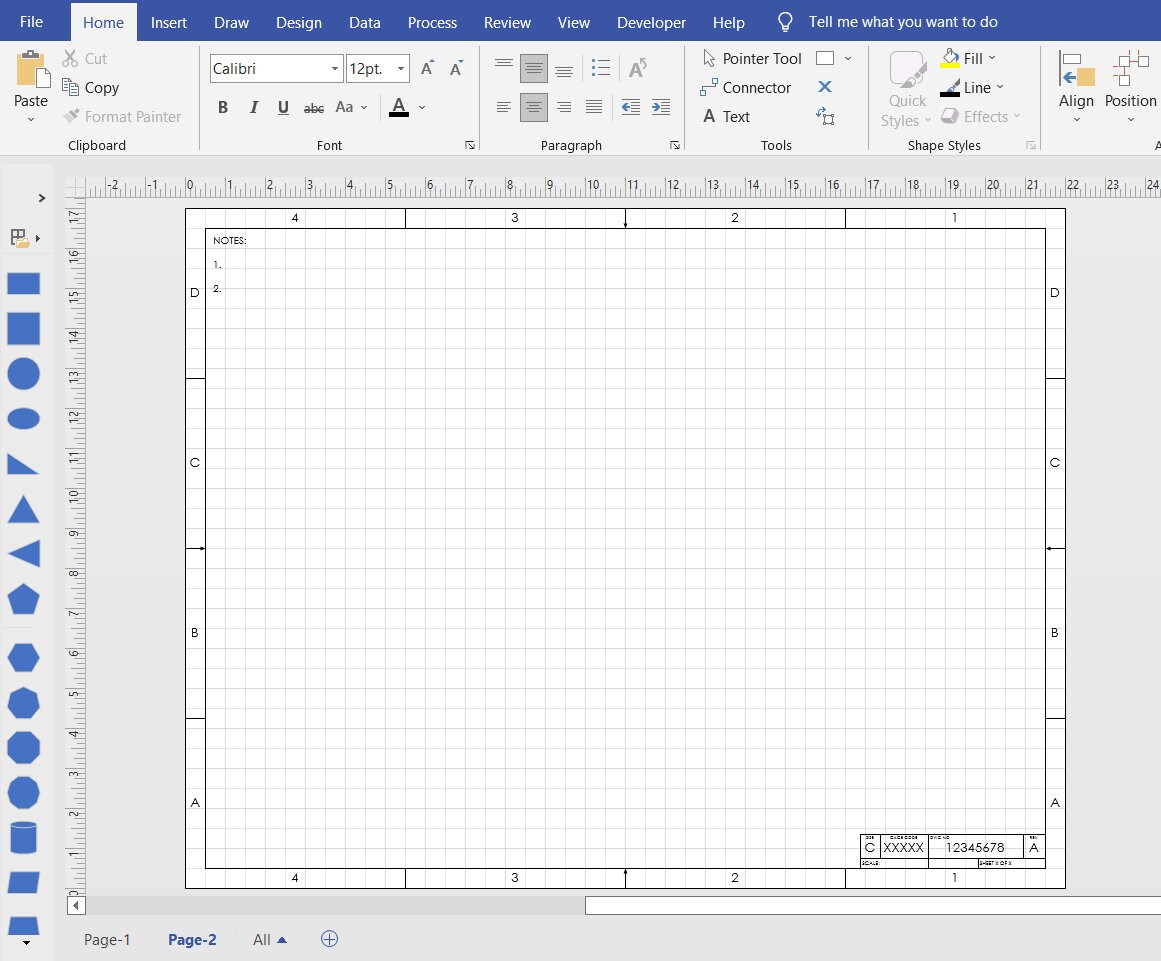 Visio Format Engineering Drawing, Schematic or Blueprint Template ...