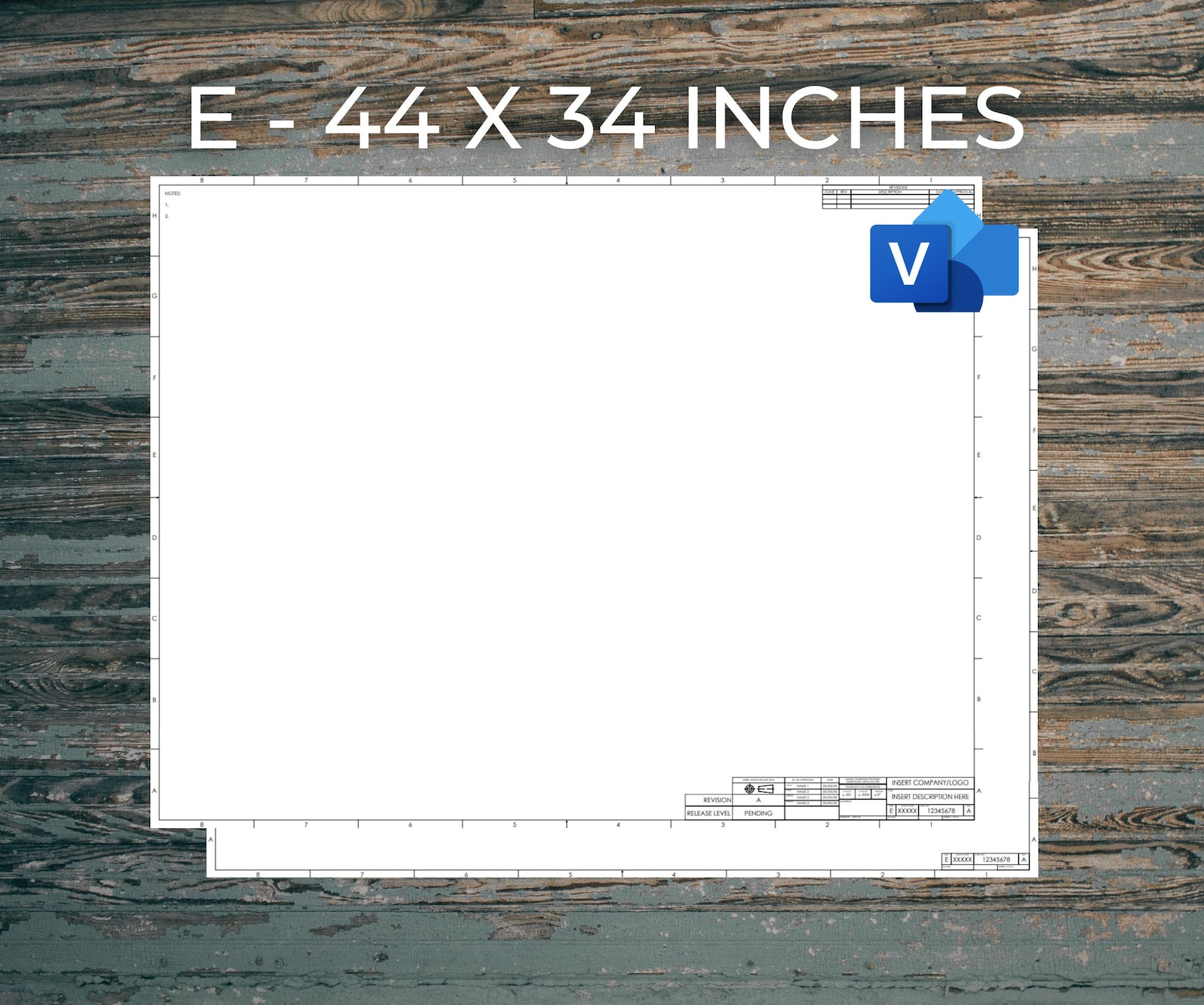 ANSI E Size Visio Format Drafting Title Block Template, Sheets 1 & 2 ...