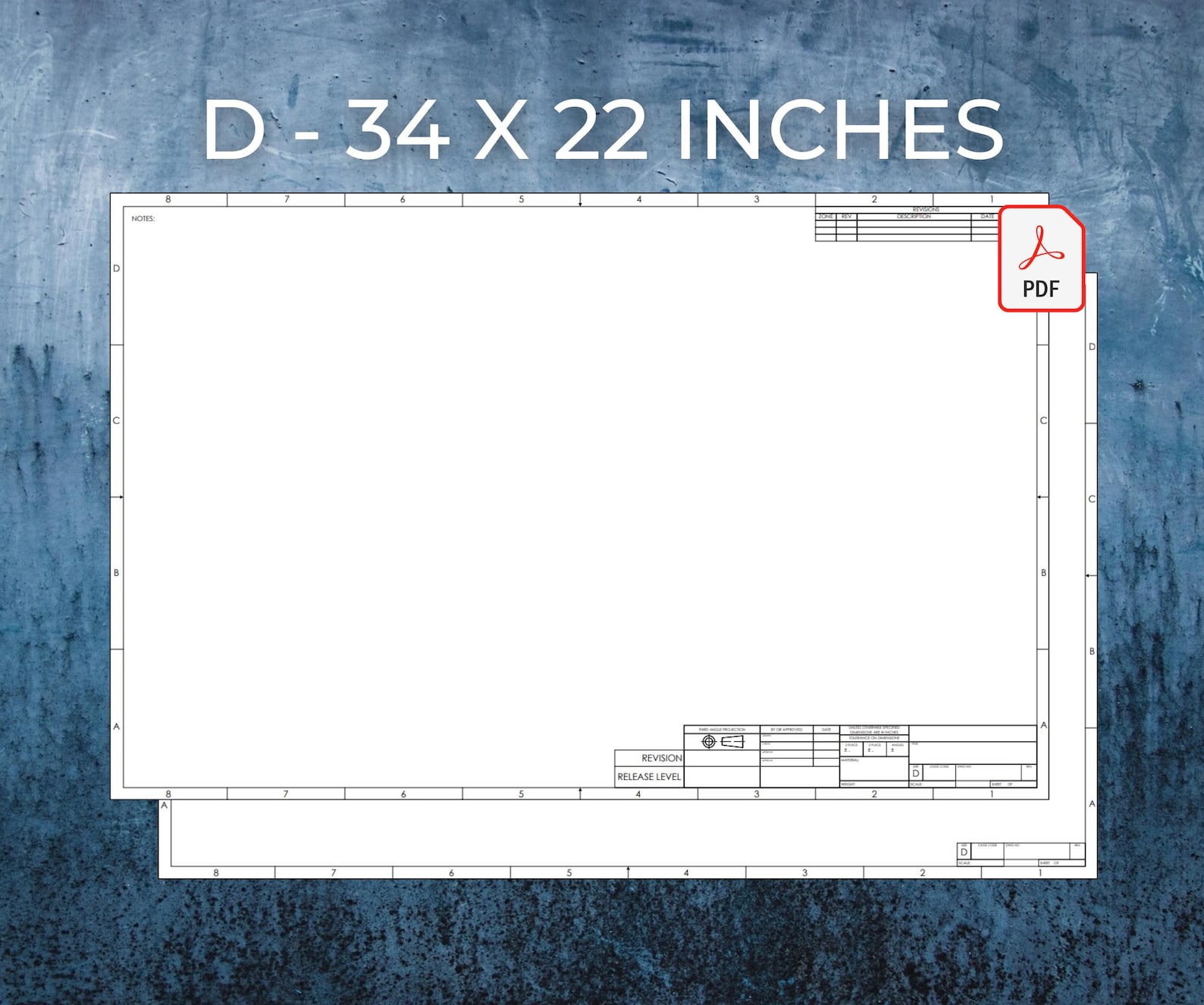 ANSI D Size Printable PDF Drafting Title Block Template, Sheets 1 & 2 ...