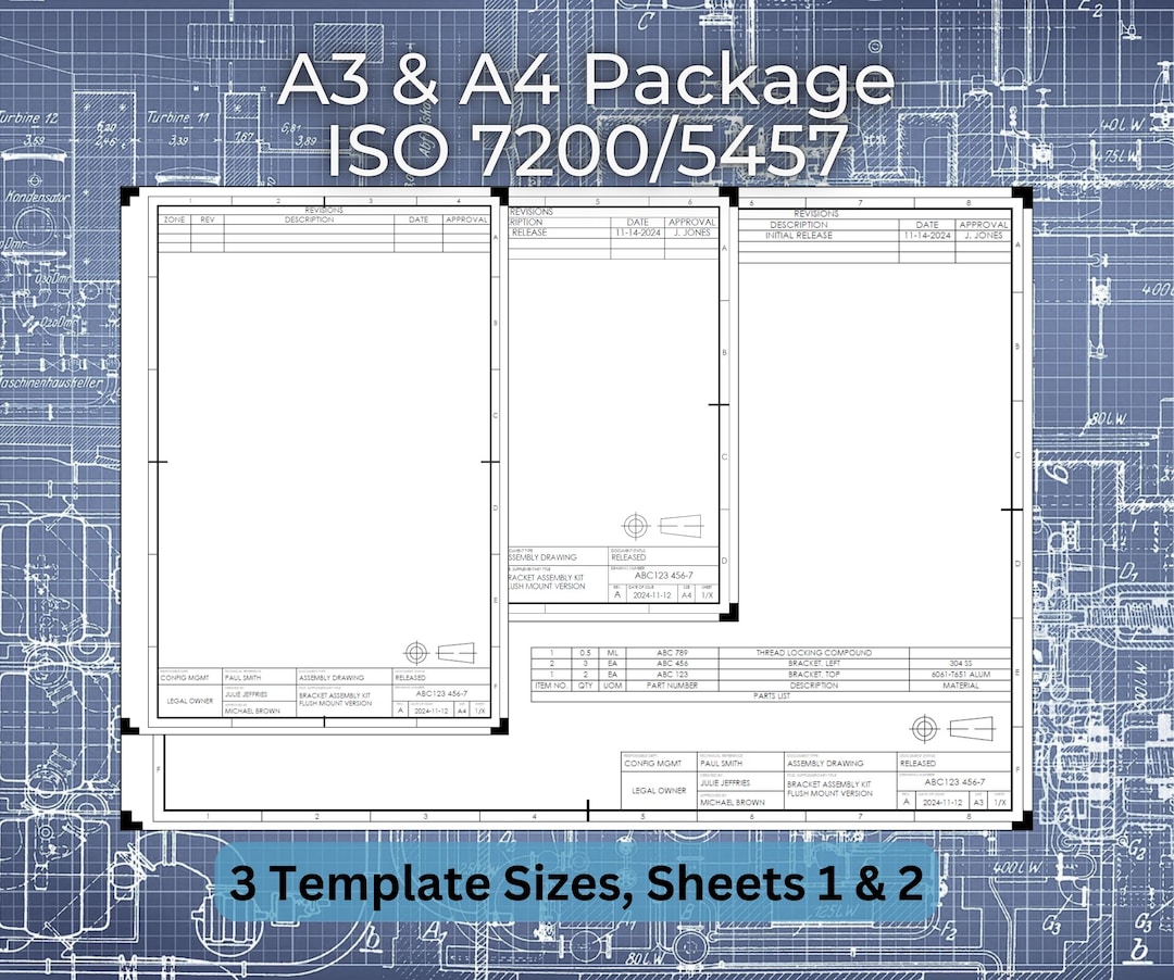ISO A3 and A4 Size Visio Format Drafting Title Block Template Package ...