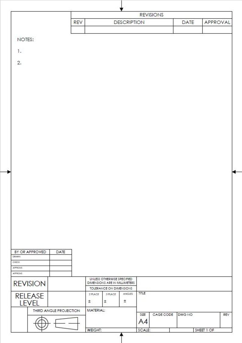 ISO A4 Size Printable PDF Drafting Title Block Template, Sheets 1 & 2 ...