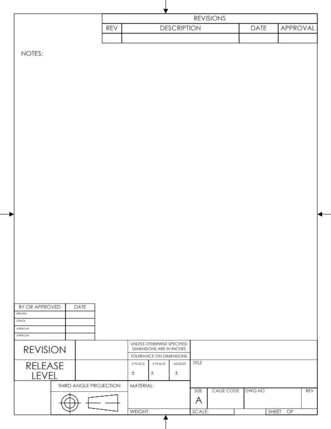 ANSI A Size Printable PDF Drafting Title Block Template, Sheets 1 & 2 ...