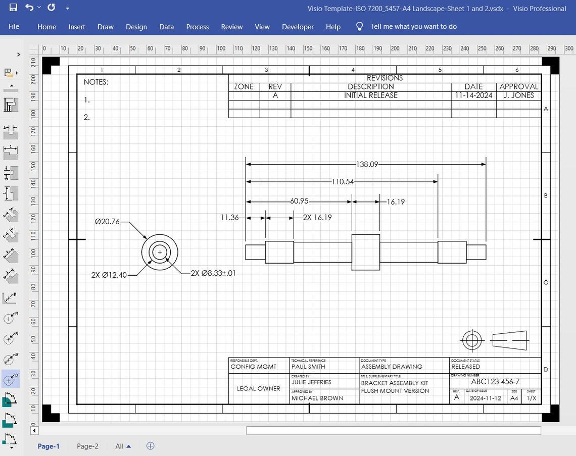 ISO A4 Size Visio Format Drafting Title Block Template, ISO 5457/7200 ...