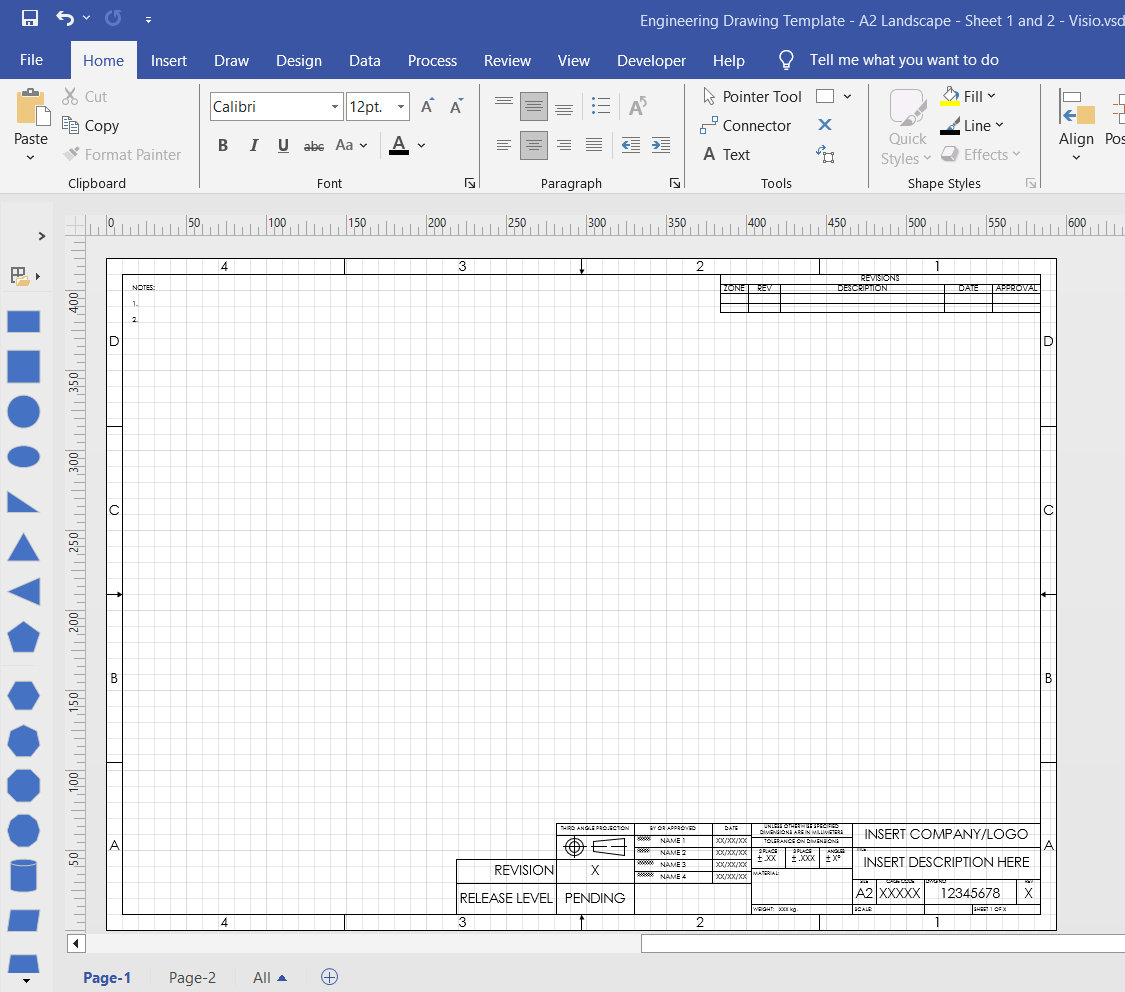 ISO A1 A2 A3 A4 Visio Format Drafting Title Block Template Package ...