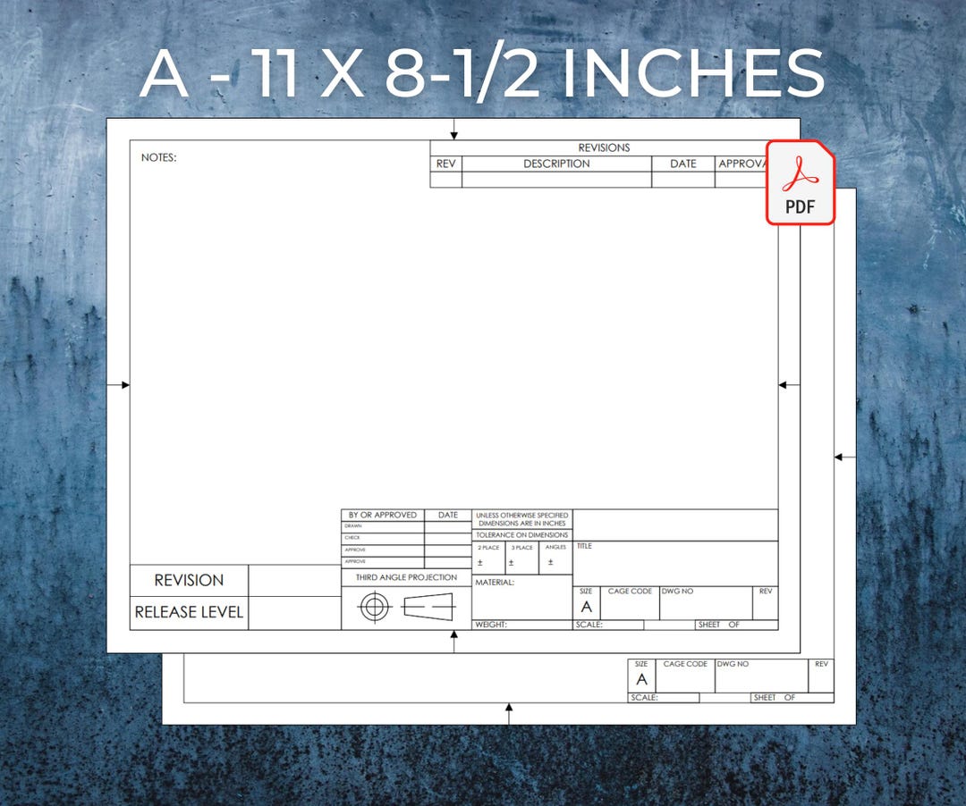 ANSI A Size Printable PDF Drafting Title Block Template, Sheets 1 & 2 ...