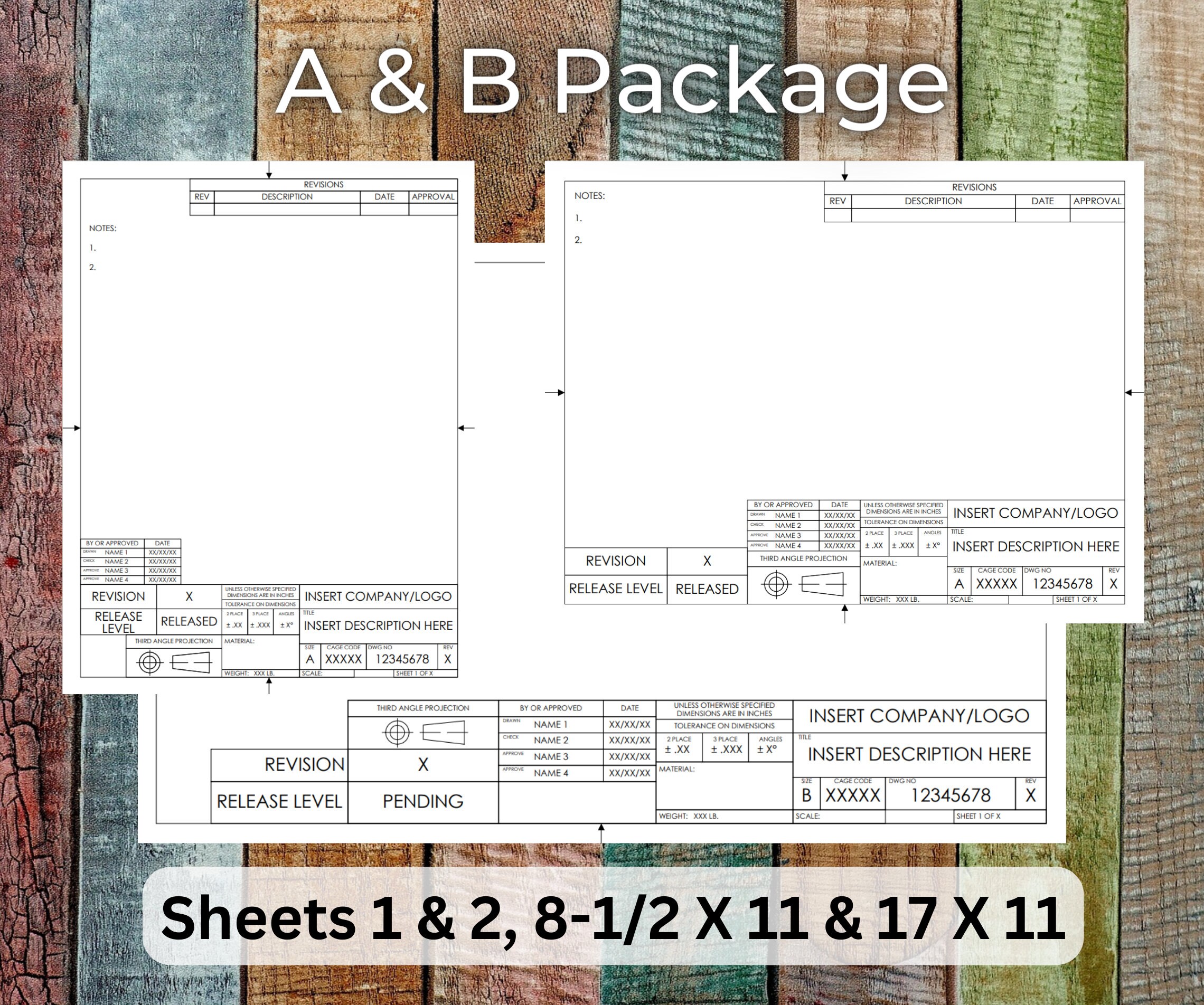 Visio Package Deal, ASME Y14 Format, ANSI A and B Size Engineering ...