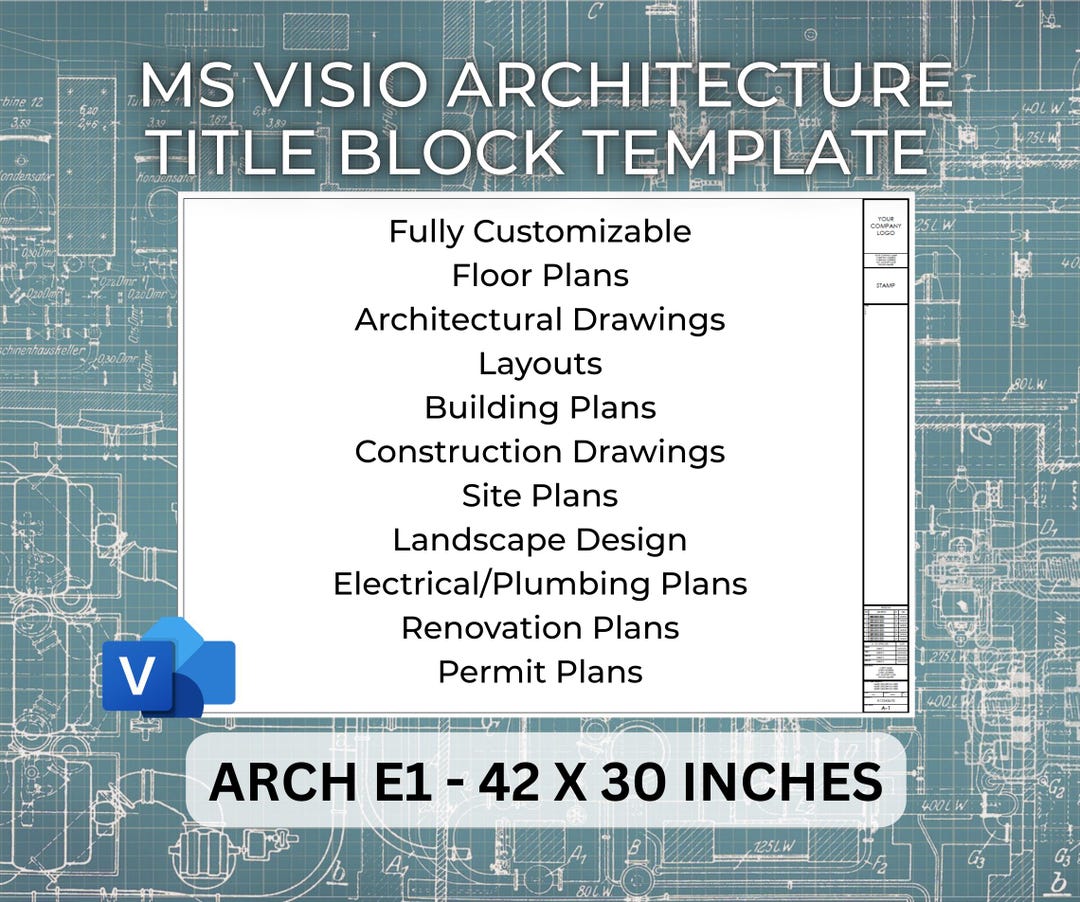 MS Visio Format ARCH E1-size, Architectural Title Block Template, Sheet ...