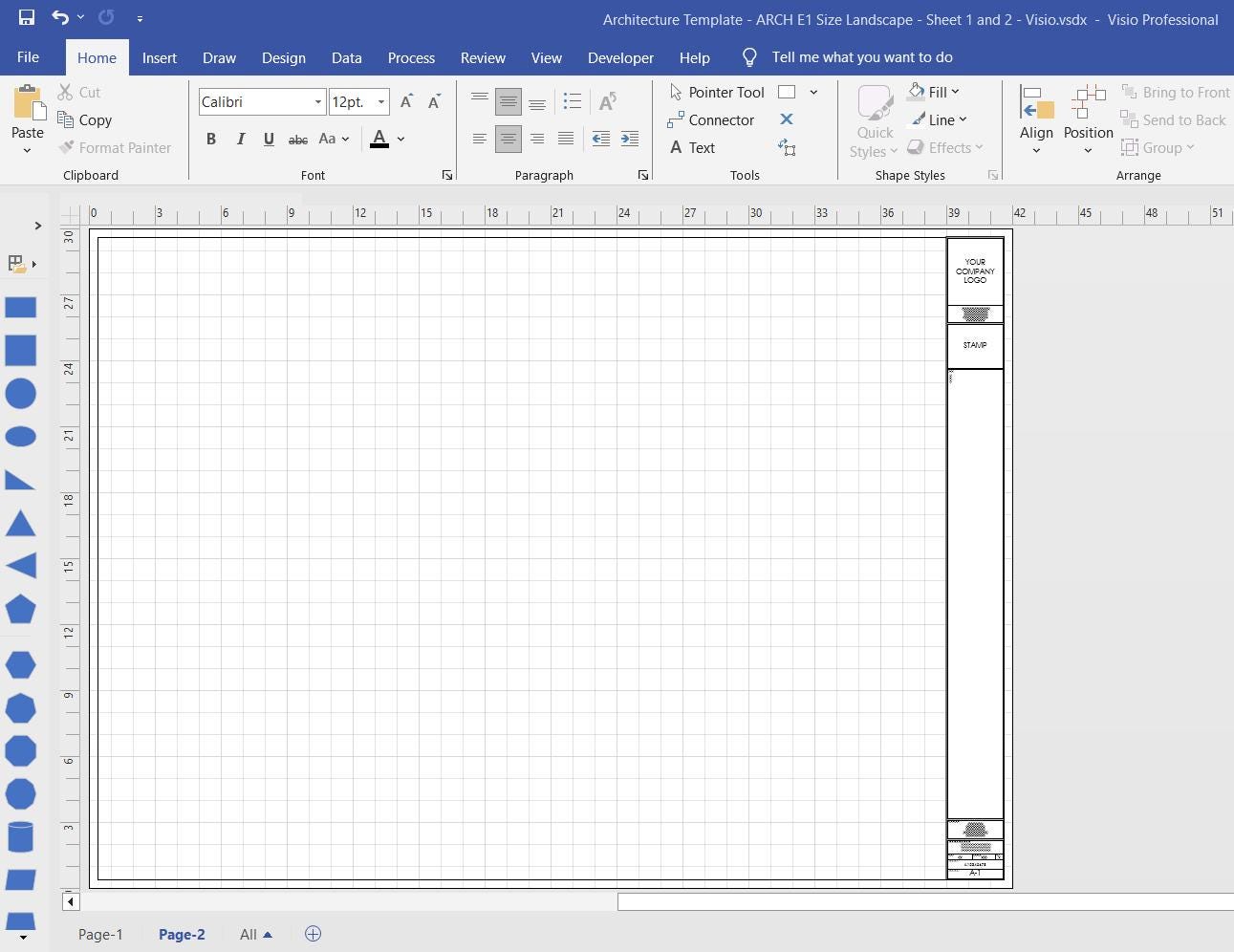 MS Visio Format ARCH E1-size, Architectural Title Block Template, Sheet ...