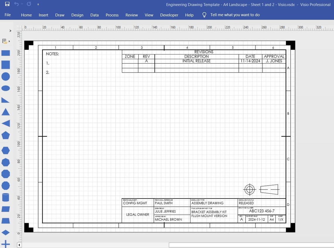 ISO A4 Size Visio Format Drafting Title Block Template, ISO 5457/7200 ...