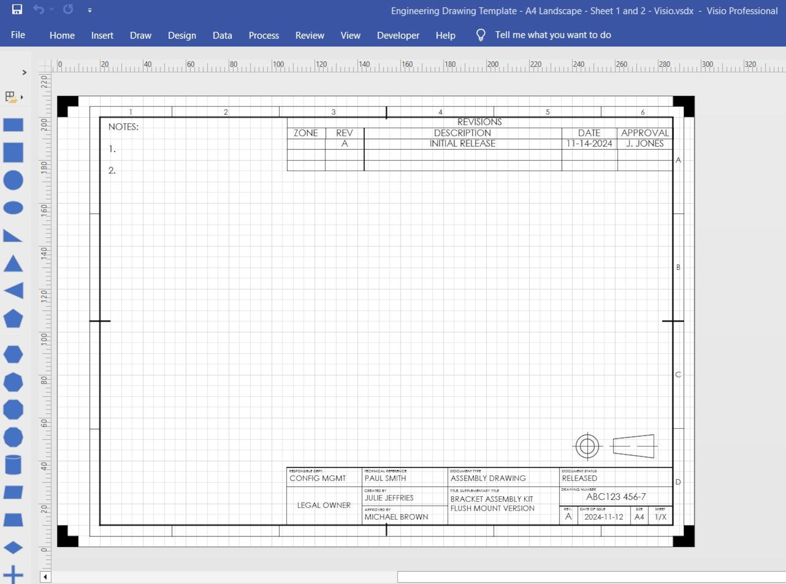 ISO A4 Size Visio Format Drafting Title Block Template, ISO 5457/7200 ...