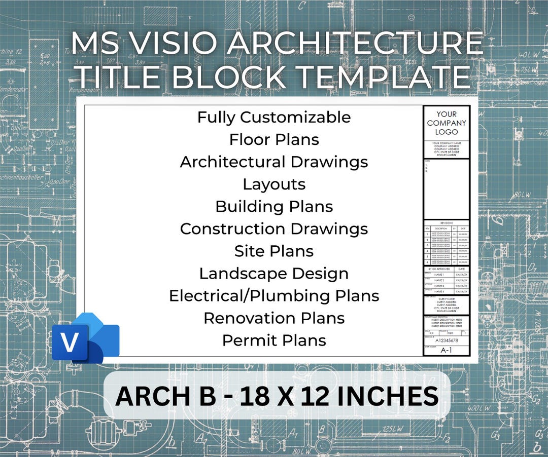 MS Visio Format ARCH B-size, Architectural Title Block Template, Sheet ...