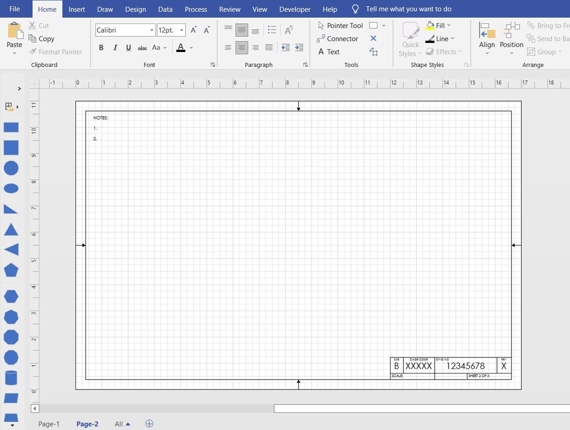 ANSI A and B Size Visio Format Drafting Title Block Template Package ...