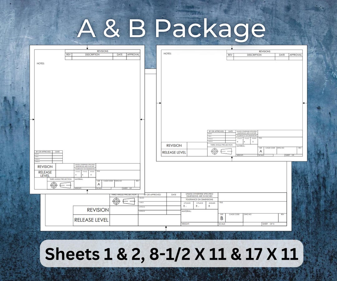 Printable Package Deal, ASME Y14 Format, ANSI A and B Size Engineering ...