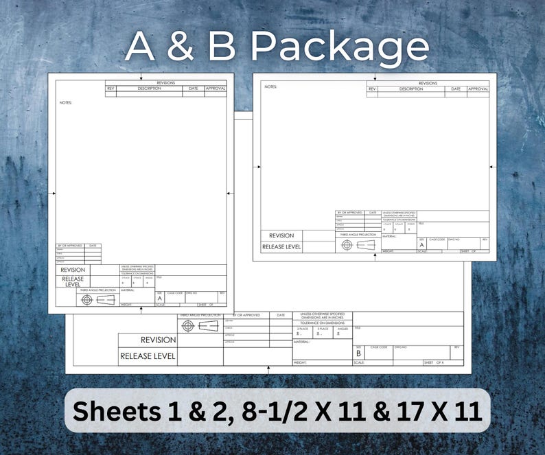 Printable Package Deal, ASME Y14 Format, ANSI A and B Size Engineering ...