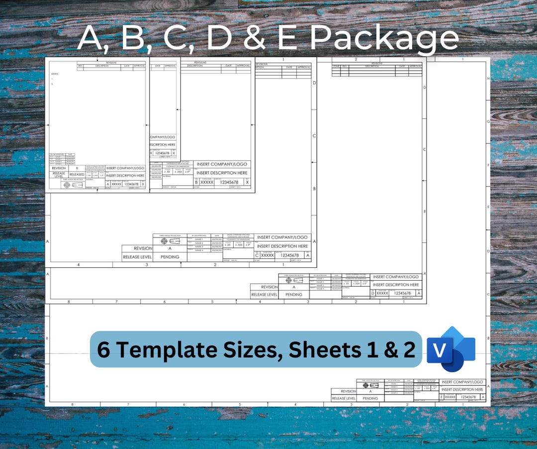 ASME Y14 Format, Visio Packsge Deal, ANSI A B C D E Size Engineering ...