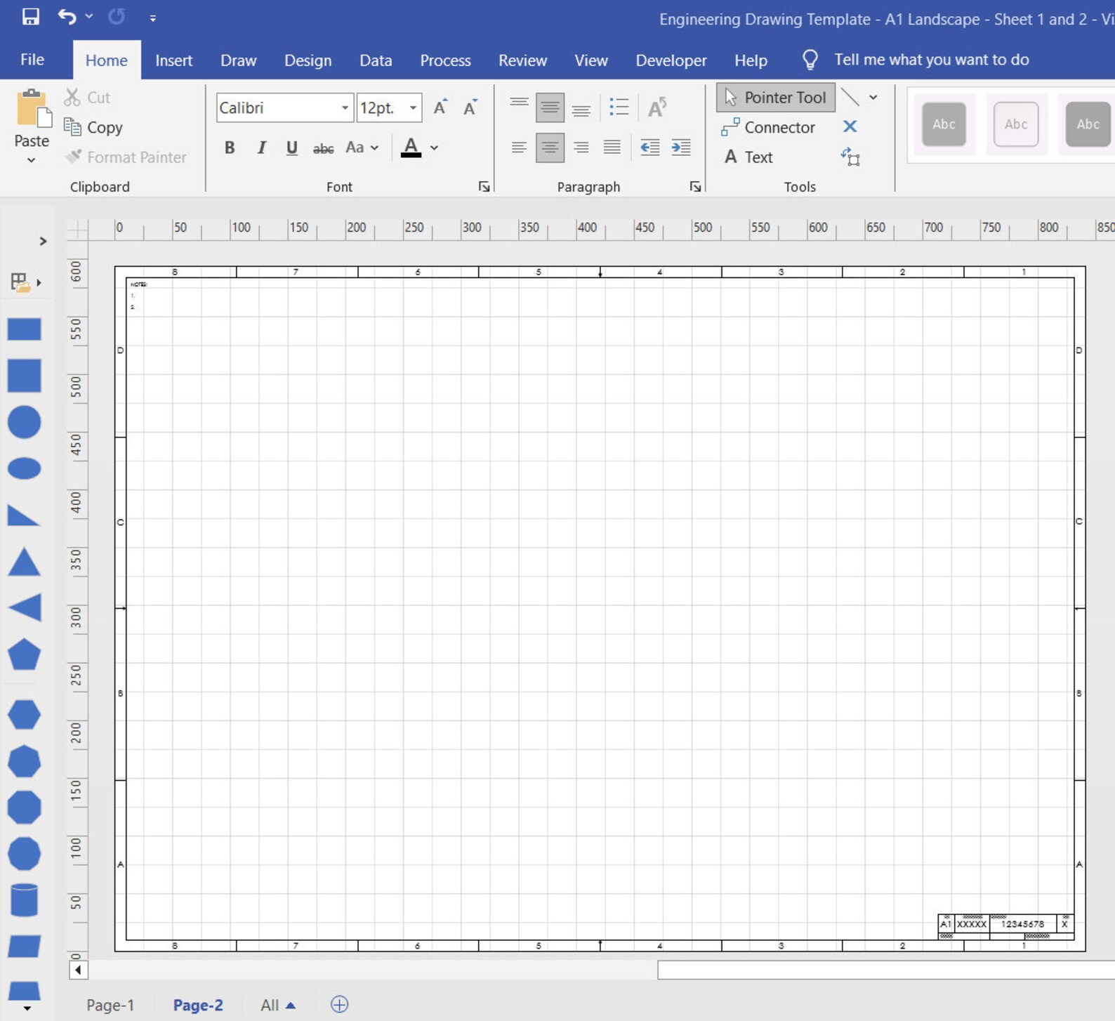 ISO A1 Visio Format Drafting Title Block Template, Sheets 1 & 2, Fully ...