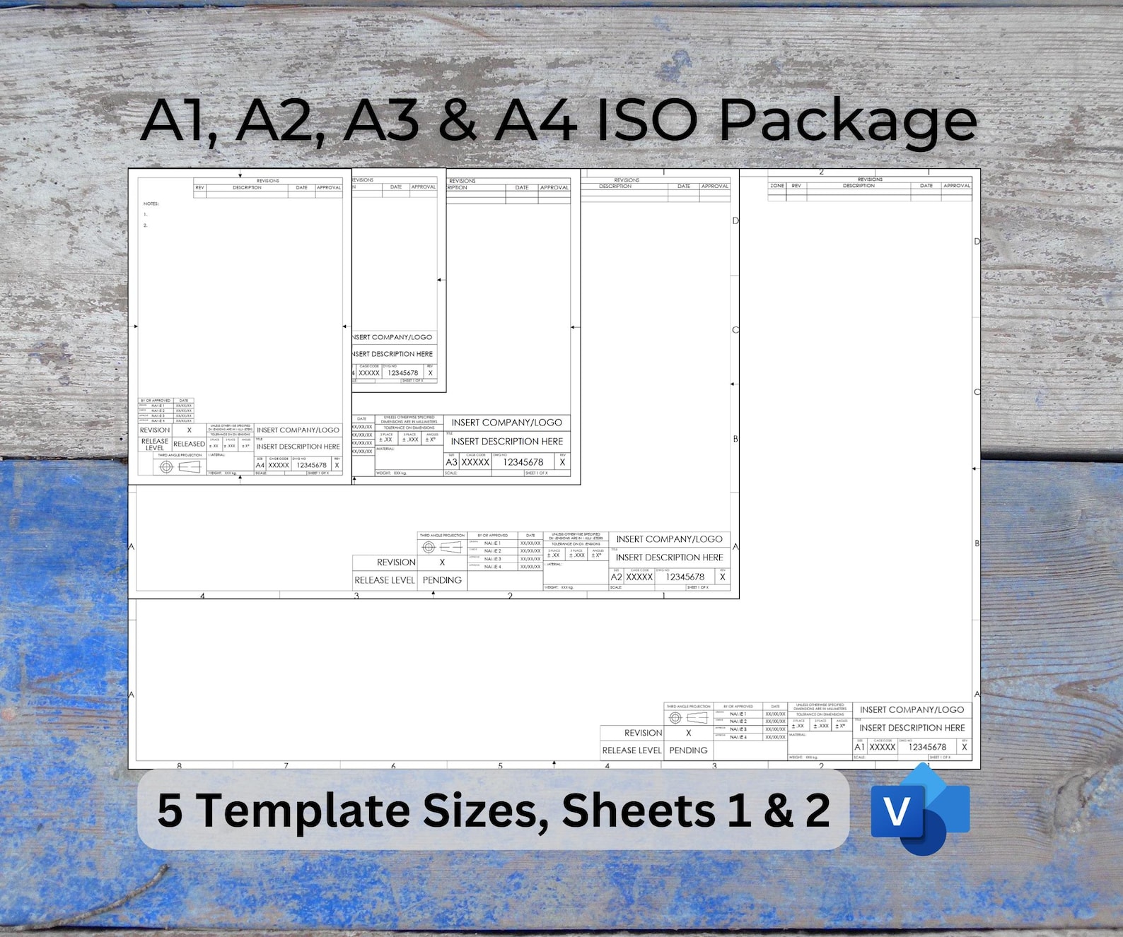 ISO A1 A2 A3 A4 Visio Format Drafting Title Block Template Package ...