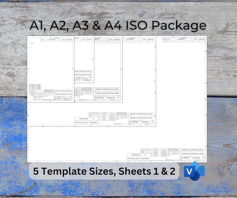 ISO A1 A2 A3 A4 Visio Format Drafting Title Block Template Package ...