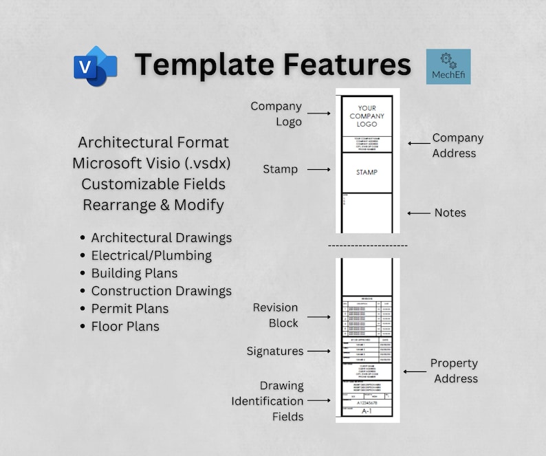 ARCH D-size Visio Format Architectural Title Block Template, Sheet 1 ...