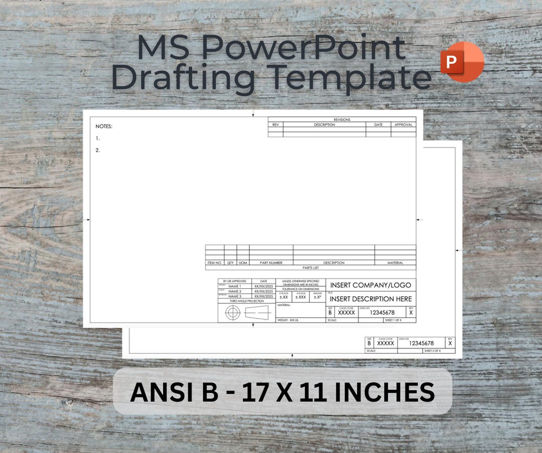 Powerpoint Format Engineering Drafting, Drawing, Schematic or Blueprint ...
