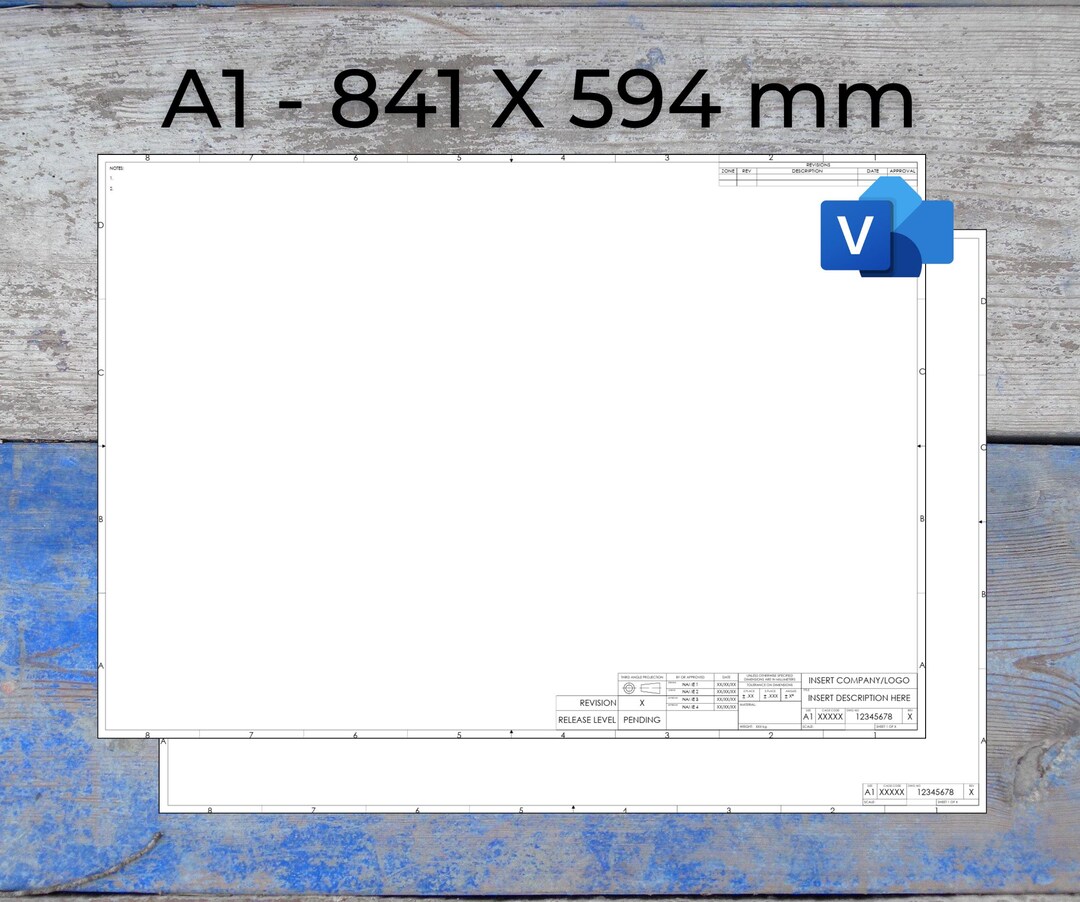 ISO A1 Visio Format Drafting Title Block Template, Sheets 1 & 2, Fully ...