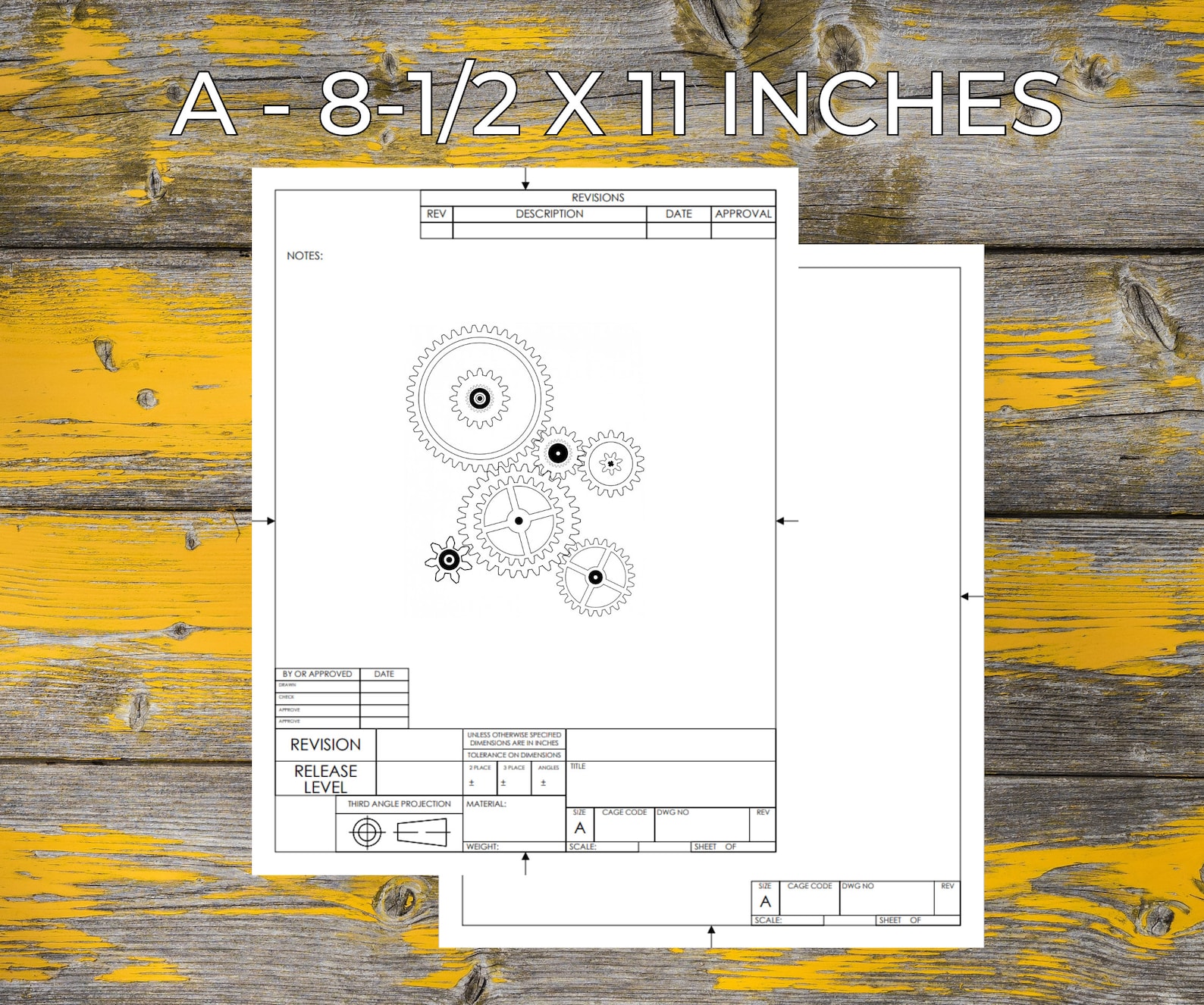 Printable Engineering Drafting, Drawing, Schematic or Blueprint Template, Sheets 1 & 2, ASME Y14 ...