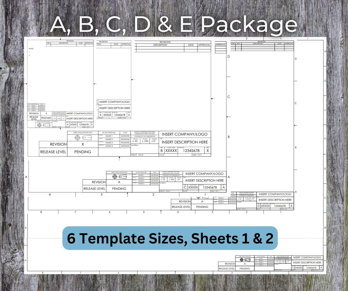 Visio Package Deal, ASME Y14 Format, ANSI A B C D E Size Engineering ...
