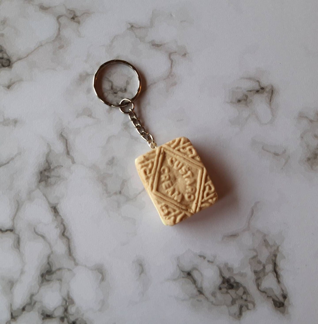 Custard Cream Biscuit Keyring. Cute Quirky Kawaii Funny Unusual Keyring ...