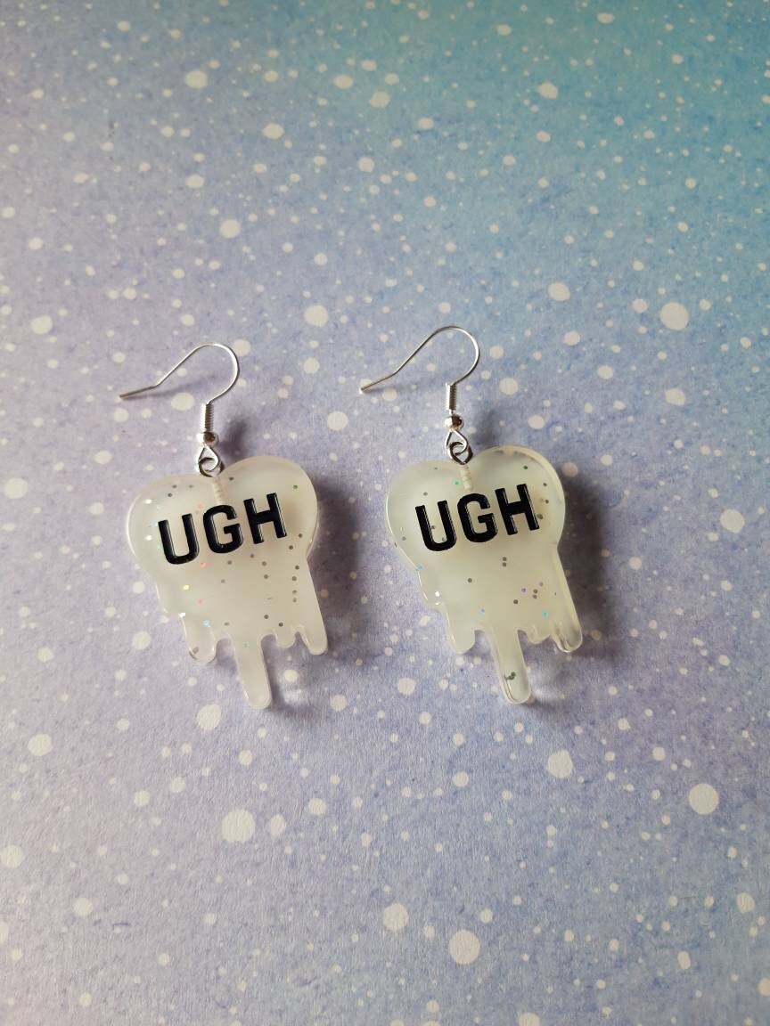 Ugh Earrings. Glitter Quirky Unusual Emo Kawaii Earrings - Etsy