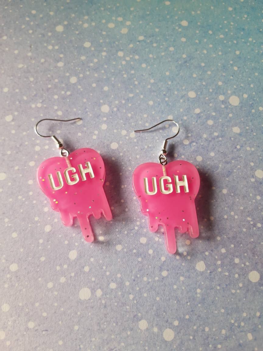 Ugh Earrings. Glitter Quirky Unusual Emo Kawaii Earrings - Etsy