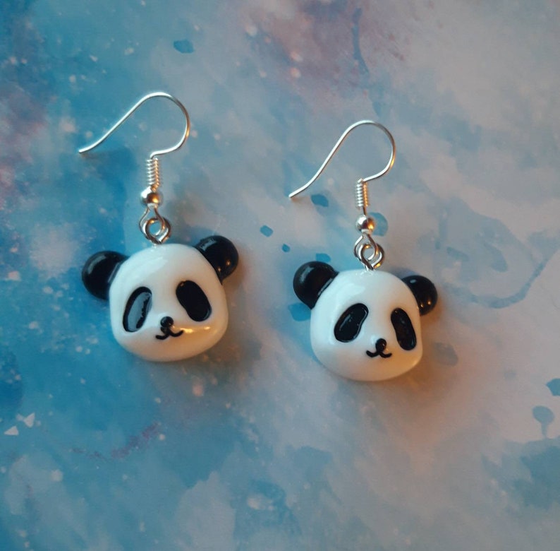 Cute panda earrings. Handmade cute quirky kawaii earrings | Etsy