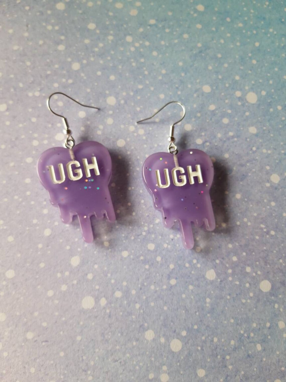 Ugh earrings. Glitter quirky unusual emo kawaii earrings | Etsy