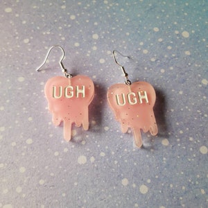 Ugh Earrings. Glitter Quirky Unusual Emo Kawaii Earrings - Etsy