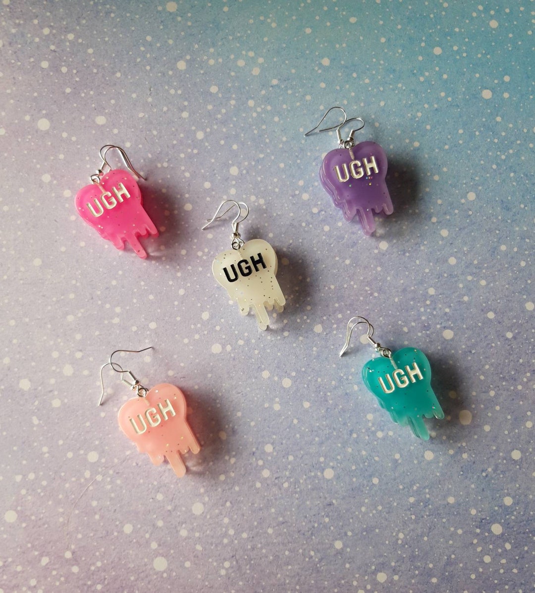 Ugh Earrings. Glitter Quirky Unusual Emo Kawaii Earrings - Etsy