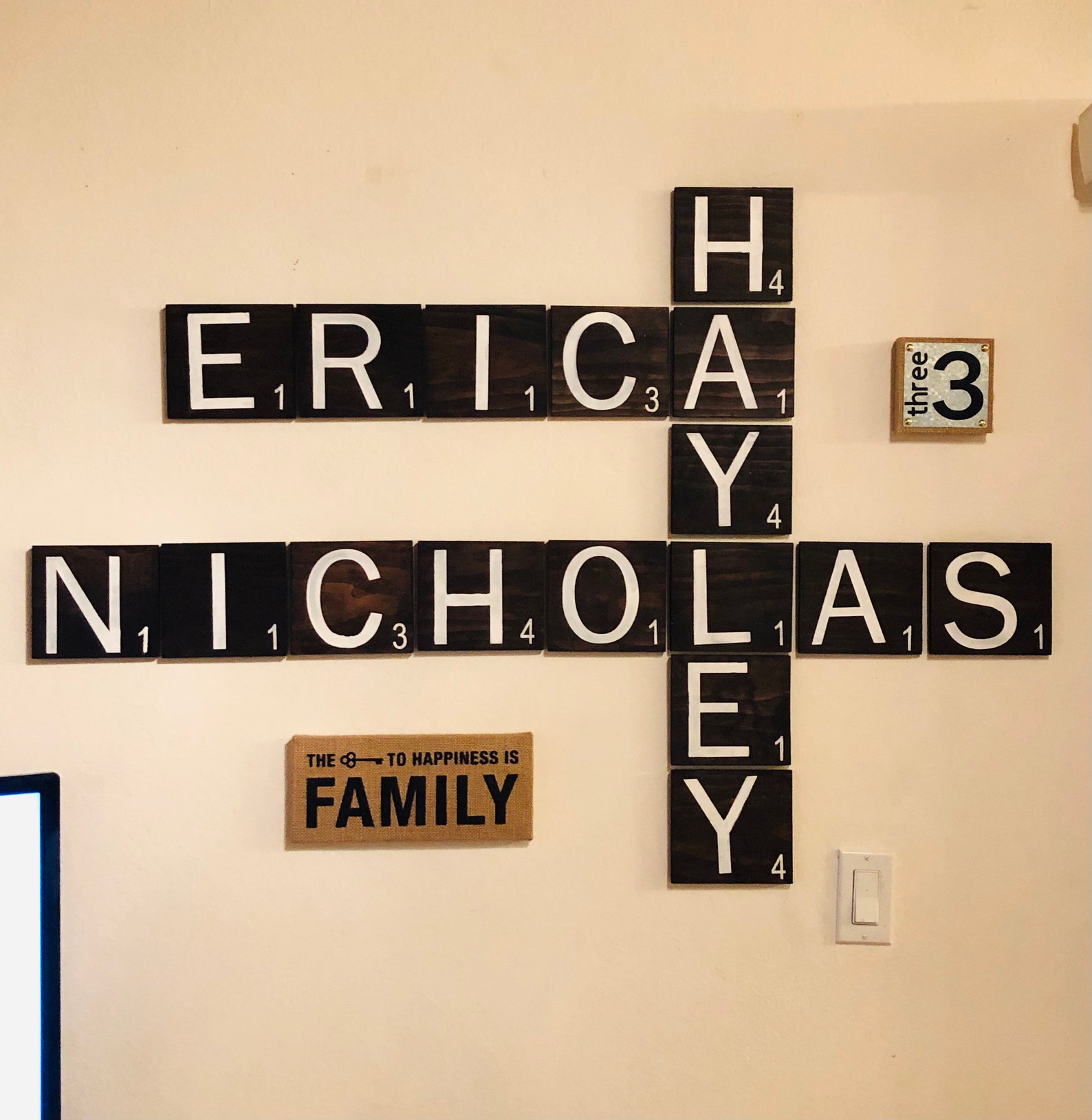 Scrabble wall decor tiles Home Scrabble decor Wall art | Etsy