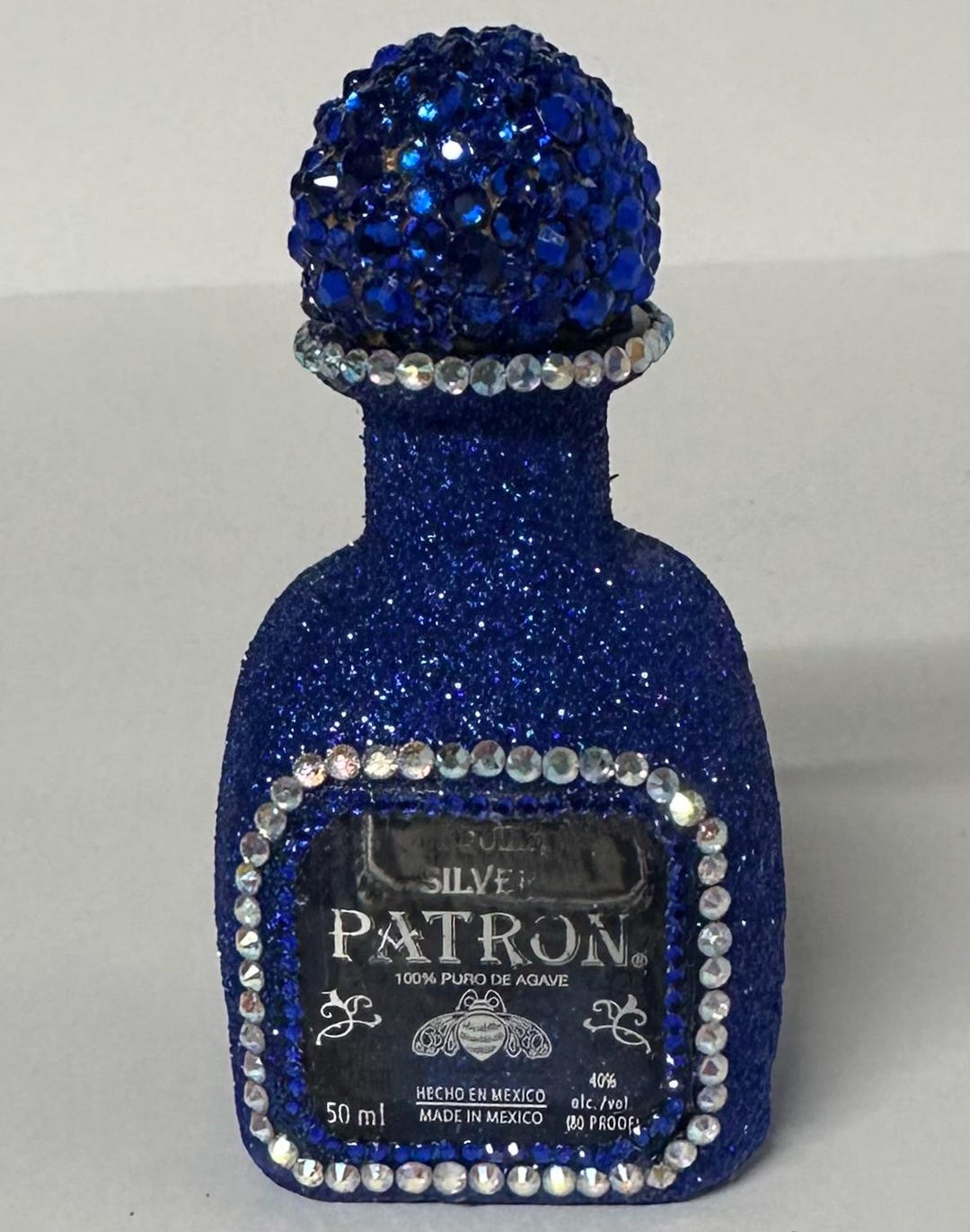 Something Blue, Mini Patron Bottle, Empty Mini Patron Bottle, Glittery ...