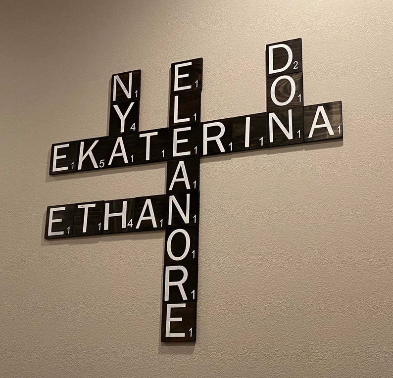 Scrabble wall decor tiles Home Scrabble decor Wall art | Etsy
