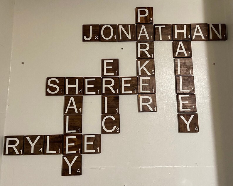 Scrabble wall decor tiles Home Scrabble decor Wall art | Etsy