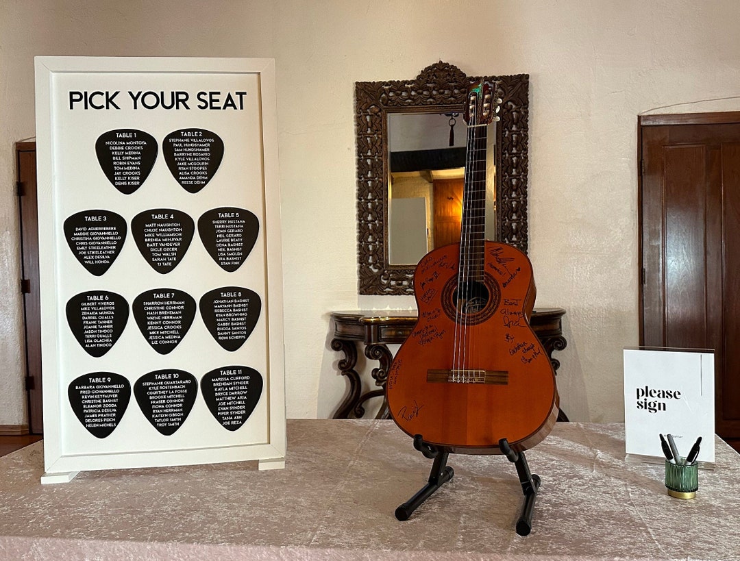 Guitar Pick Seating Chart, Wedding Seating Chart, Music Themed Wedding ...