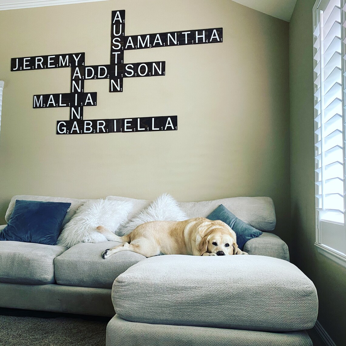 Scrabble wall decor tiles Home Scrabble decor Wall art | Etsy