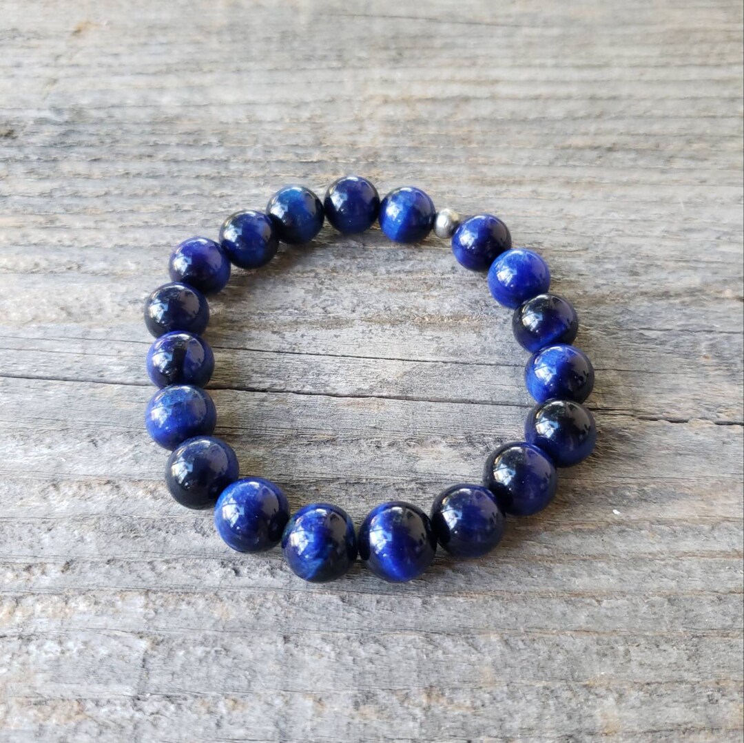 Blue Tiger Eye Gemstone Bracelet - Etsy