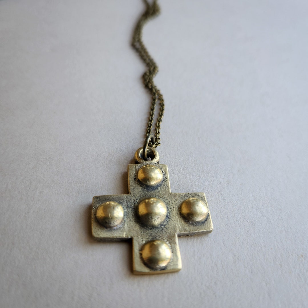 Greek Cross Necklace, Brass, Men's Women's - Etsy