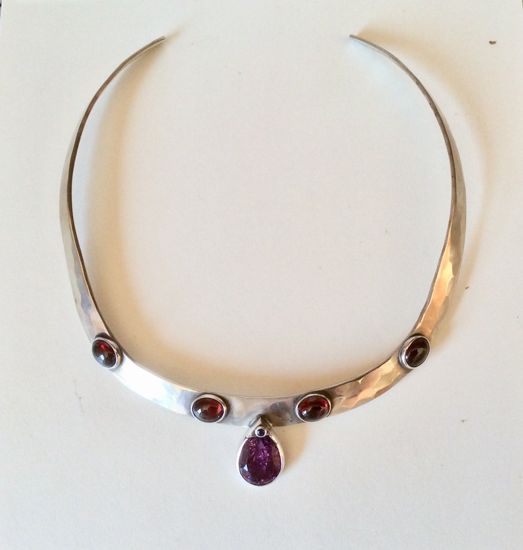 Sterling Collar-gemstone Collar- Amethyst Necklace -garnet Necklace ...