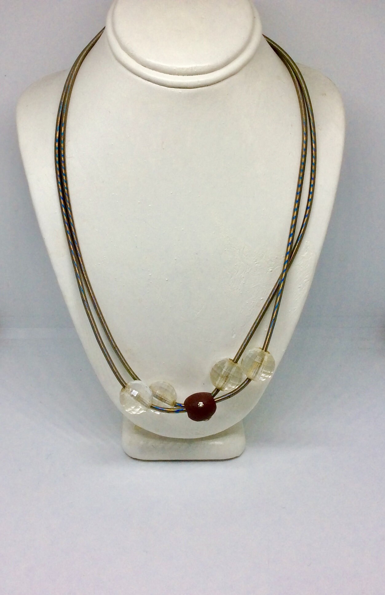 2 Strand Piano Wire Necklace - Stretchy Beaded Necklace - Gift for Her ...