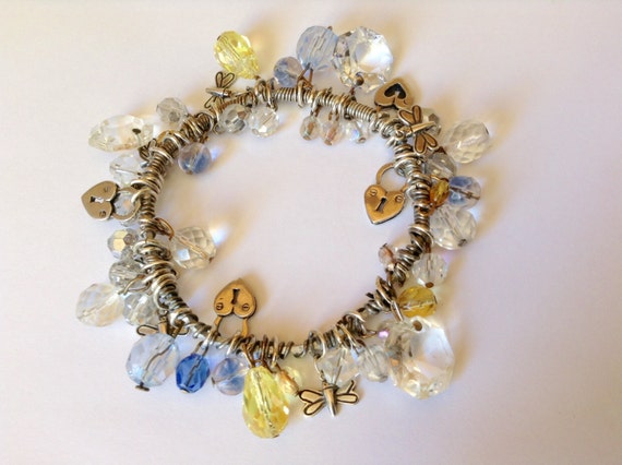 Charm Bracelet Crystal Charm Bracelet Sterling Silver | Etsy