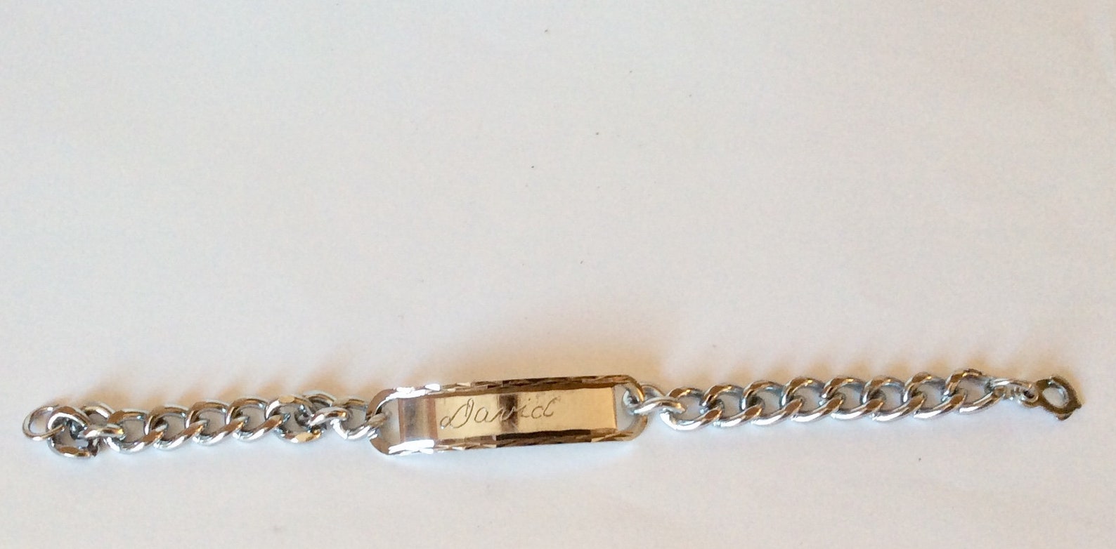 Silver I.D. Bracelet David Nameplate Bracelet Stainless Steel I.D ...