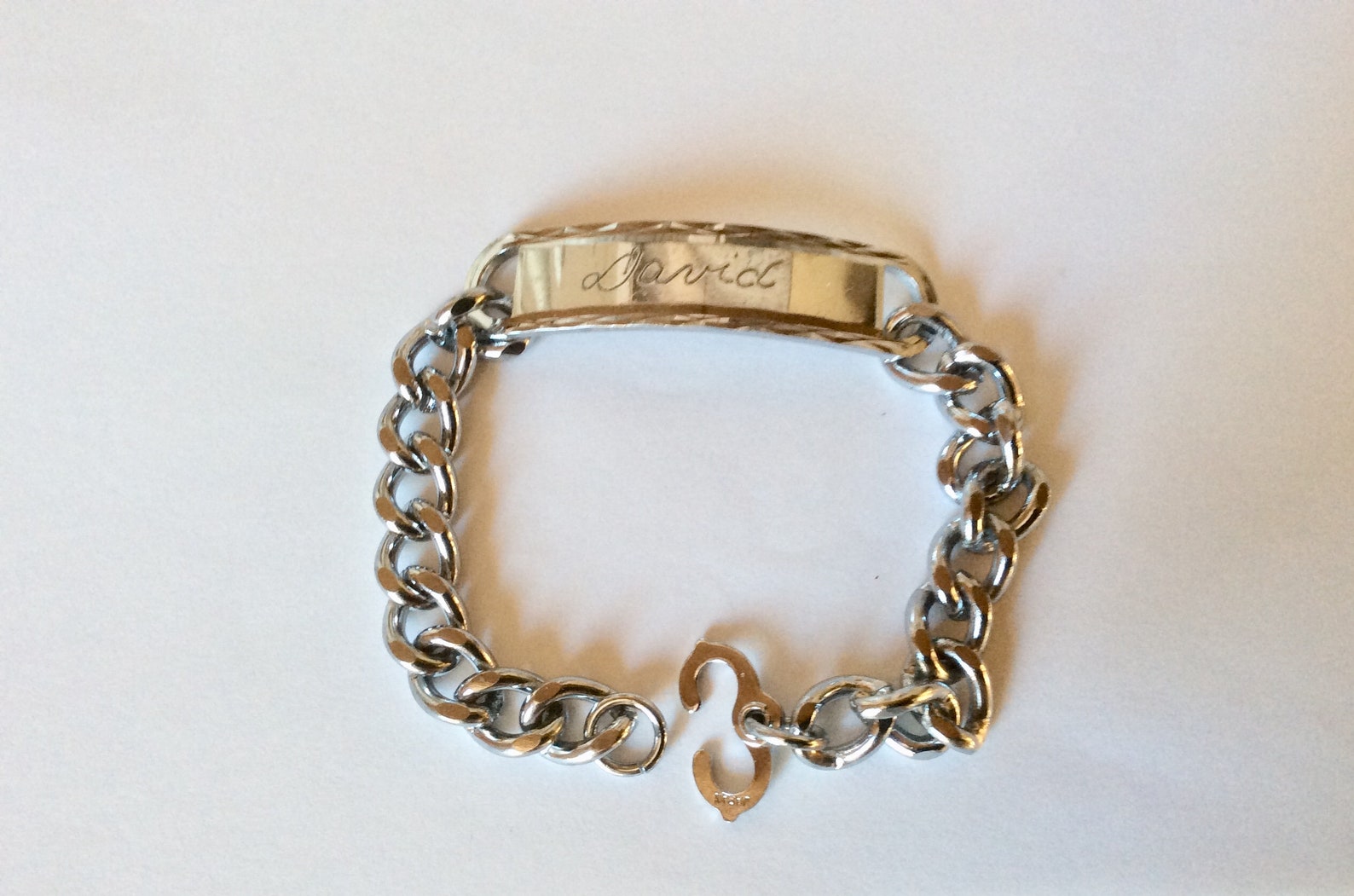 Silver I.D. Bracelet David Nameplate Bracelet Stainless Steel I.D ...