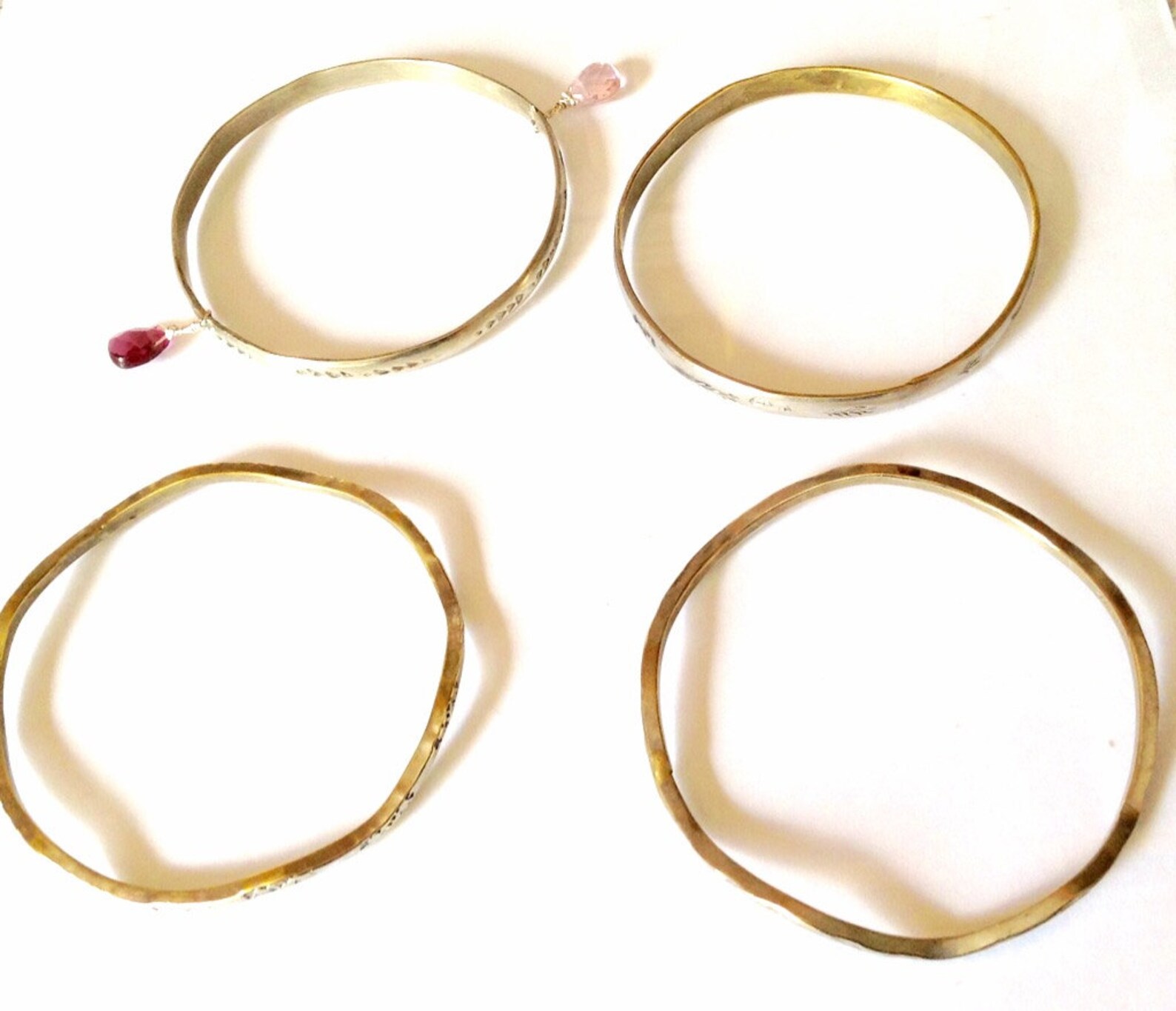 Silver Bangles - Four Silver Bangles - Crystal Bangle - Hand Stamped ...