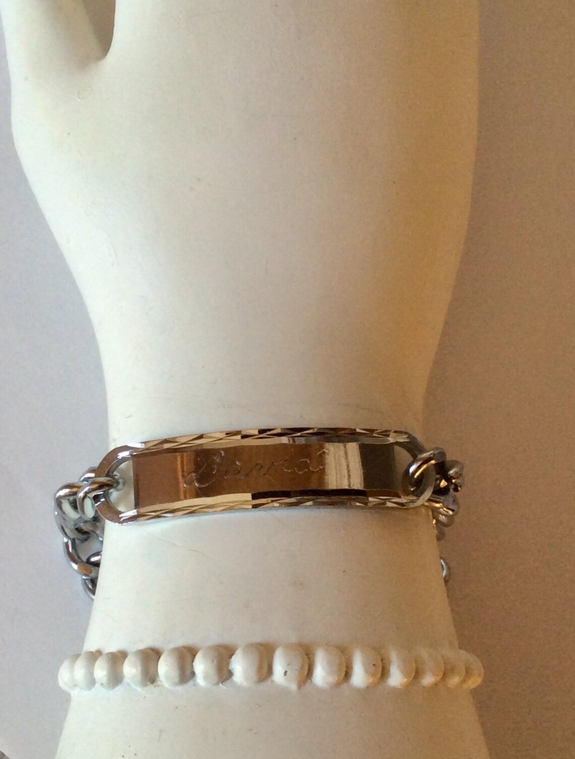 Silver I.D. Bracelet David Nameplate Bracelet Stainless Steel I.D ...